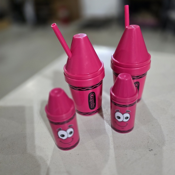 Crayola | Toys | Crayola 2 Pink Crayon Cups With Straws And 2 Pink ...